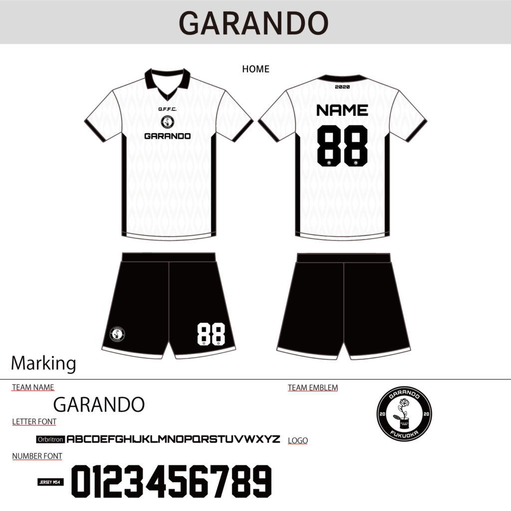 フットサルユニフォームオーダー事例| 白色ユニフォームフォームデザイン| TANUKI FACTORY